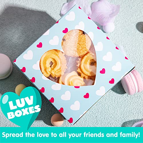 JOYIN 24pcs Valentine’s Day Bakery Treat Boxes Valentines Cup Cake Cookie Cardboard Boxes with with Heart PVC Window for Holiday Pastries,Wedding,Doughnut, Cookie, Cupcakes, Brownies, Truffles Gift Giving