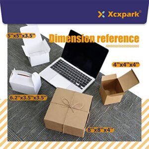 Xxcxpark 24 PCS White Kraft Gift Boxes 6.2x3.5x3.5 inches, Decorative Party Favor Kraft Paper Gift Packaging Box with Lid for DIY Crafting, Cube, Cupcake, Kraft Present Boxes for Birthday, Wedding, Anniversary