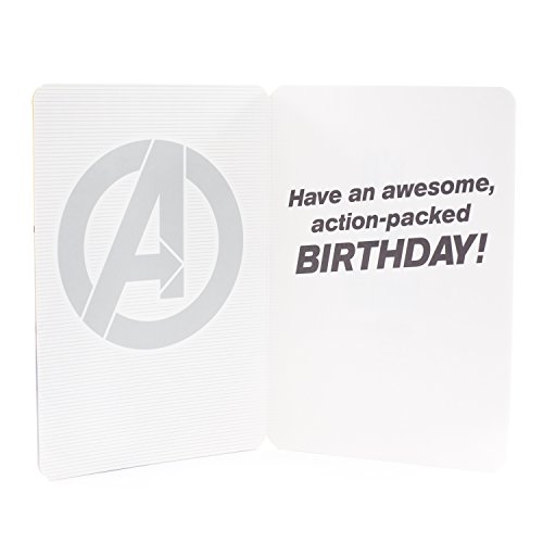 Hallmark Large Avengers Birthday Card and Tissue Gift Bag, Super Hero