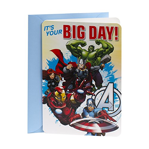 Hallmark Large Avengers Birthday Card and Tissue Gift Bag, Super Hero