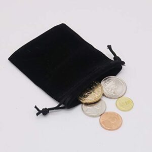 HRX Package Little Velvet Drawstring Pouches, 20pcs Black Velvet Cloth Bags for Jewelry Small Gift (3x4 inches)