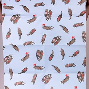 CENTRAL 23 6 Wrapping Paper Sheets - Birthday Otters - Blue Gift Wrap for Men Women - Friends Wrapping Paper - Valentines Day Wrapping Paper For Him Her - Comes with Stickers