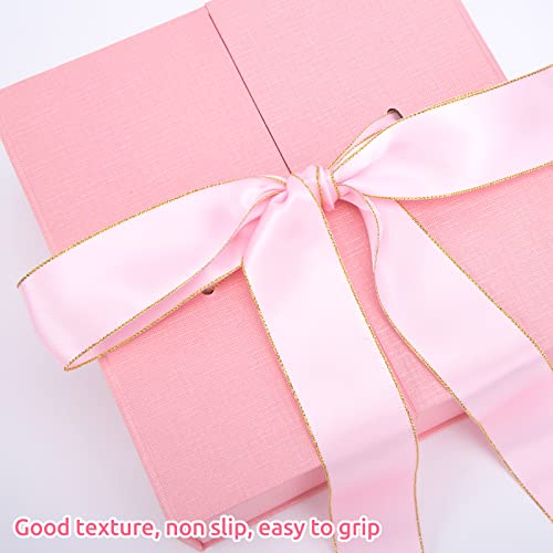 JOHOUSE Pink Gift Box, 8inch Large Gift Box with Lid Ribbon Square Gift Box for Wedding Birthday Anniversary Valentine's Day Baby Shower