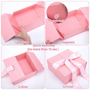 JOHOUSE Pink Gift Box, 8inch Large Gift Box with Lid Ribbon Square Gift Box for Wedding Birthday Anniversary Valentine's Day Baby Shower