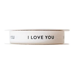 sisterly market i love you, cotton herringbone custom ribbon natural 10 yards, 58