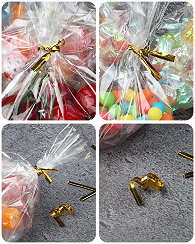 Labeol Cellophane Bags 200Pcs 6X9 Treat Bags with Ties Goodie Bags Clear Plastic Bags for Packaging Favor Gift Cookie Candy Bakery Valentines Day Easter