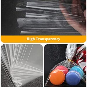 Labeol Cellophane Bags 200Pcs 6X9 Treat Bags with Ties Goodie Bags Clear Plastic Bags for Packaging Favor Gift Cookie Candy Bakery Valentines Day Easter