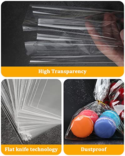 Labeol Cellophane Bags 200Pcs 6X9 Treat Bags with Ties Goodie Bags Clear Plastic Bags for Packaging Favor Gift Cookie Candy Bakery Valentines Day Easter