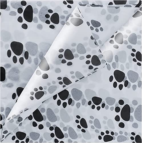 Kavoc 60 Sheets 20 x 20 Inch Dog Paw Print Tissue Paper Puppy Paws Gift Wrap Tissue for Gift Bags Wrapping Paper Rustic Art Holiday Wrapping Paper for DIY Crafts