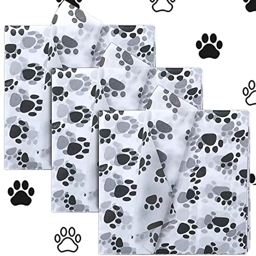 Kavoc 60 Sheets 20 x 20 Inch Dog Paw Print Tissue Paper Puppy Paws Gift Wrap Tissue for Gift Bags Wrapping Paper Rustic Art Holiday Wrapping Paper for DIY Crafts