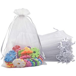 Jexila 100PCS Sheer Organza Bags 5''X7'' White Mesh Drawstring Bags Small Jewelry Bag for Wedding Party Favor Pouch Gift Bags