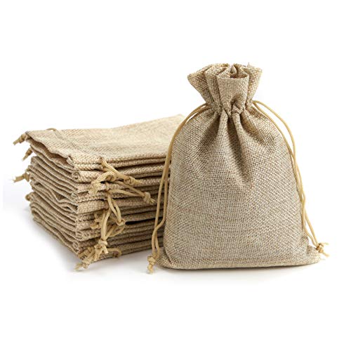 Tendwarm 20Pcs 4x6 inch Burlap Gift Bags with Drawstring Recyclable Linen Sacks Bag for Wedding Favors Party DIY Craft