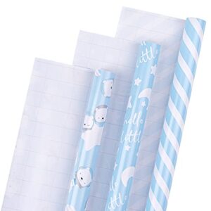 RUSPEPA Wrapping Paper Rolls for Baby Shower, Birthday- 17 inches x 10 feet per Roll, Total of 3 Rolls, Baby Boy