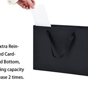 HUAPRINT Black Paper Bags,Shopping bags with Ribbon Handles,20Pcs,10.6x8.3x3.1,Craft Gift Bags for Clothes,Bulk Lunch Bags,Retail Bags,Party Favor Bags,Merchandise Business Bags,Wedding Bags