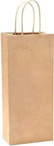 sam wrap wine bags kraft bags, for wine spirits 5.75″ x 3.25″ x 13″ gift bags, kraft bags (50)