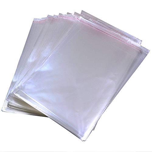 50 Pcs 12" x 16" Self Seal Clear Cello Cellophane Bags Resealable Plastic Apparel Bags Perfect for Packaging Clothing, T-Shirt, Brochure, Prints, Handicraft Gift Bags