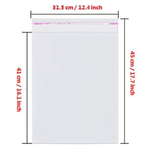 50 Pcs 12" x 16" Self Seal Clear Cello Cellophane Bags Resealable Plastic Apparel Bags Perfect for Packaging Clothing, T-Shirt, Brochure, Prints, Handicraft Gift Bags