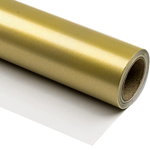 WRAPAHOLIC Metallic Wrapping Paper Roll - Mini Roll - 17 Inch X 33 Feet - Gold Pearlized Paper for Birthday, Holiday, Wedding, Baby Shower