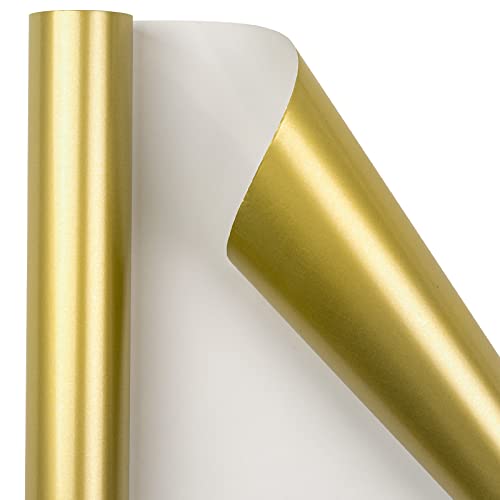 WRAPAHOLIC Metallic Wrapping Paper Roll - Mini Roll - 17 Inch X 33 Feet - Gold Pearlized Paper for Birthday, Holiday, Wedding, Baby Shower