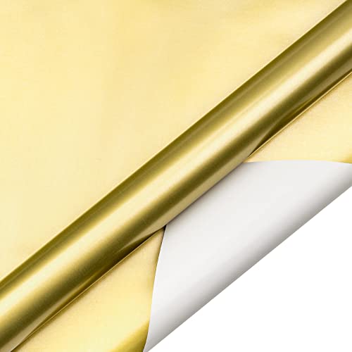 WRAPAHOLIC Metallic Wrapping Paper Roll - Mini Roll - 17 Inch X 33 Feet - Gold Pearlized Paper for Birthday, Holiday, Wedding, Baby Shower