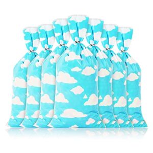 100 Pcs Blue Sky White Clouds Treat Bags White Clouds Print Cellophane Candy Bags Plastic Goodie Storage Bags Cartoon Story Party Favor Bags with Twist Ties for Birthday Party Baby Shower Supplies