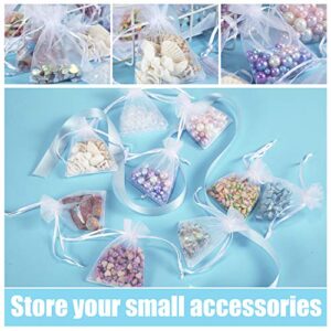 Bouraw 100Pcs Organza Bags, Drawstring Pouches, Wedding Favour Bags Party Christmas Bags, White Pouches (7x9cm, 2.7 * 3.5”)