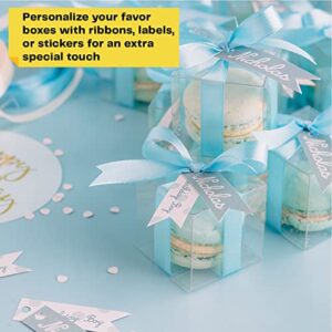 Decvel Clear Favor Boxes - 100 pack - 2 x 2 x 2 inches Stackable Clear Gift Boxes Made from Food-Grade, Scratch Resistant PET Material - Can Be Used As Display Plastic Box, Clear Treat Boxes, and For Party Favors