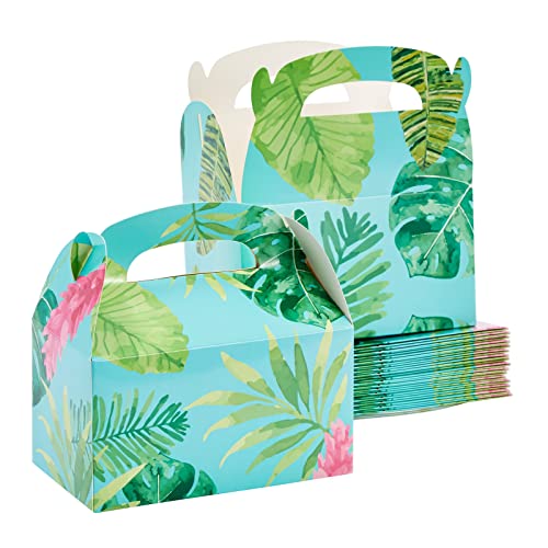 BLUE PANDA 24 Pack Luau Tropical Themed Party Favor Boxes, Tropical Gift Box Set (6 x 3.3 x 3.6 In)