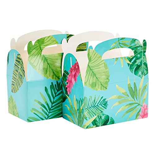 BLUE PANDA 24 Pack Luau Tropical Themed Party Favor Boxes, Tropical Gift Box Set (6 x 3.3 x 3.6 In)