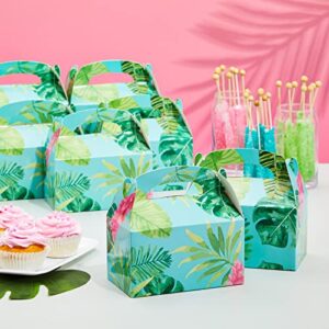 BLUE PANDA 24 Pack Luau Tropical Themed Party Favor Boxes, Tropical Gift Box Set (6 x 3.3 x 3.6 In)