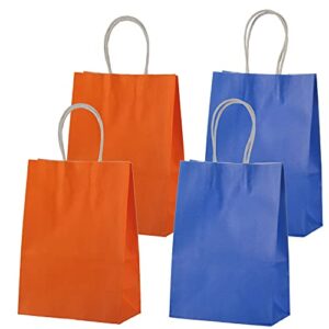 paper bags party favor bags kraft paper gift bags with handle, small, 8.3×5.9×3.2 inches, 16-pack (orange, blue)