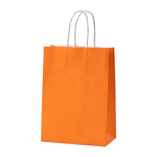 Paper Bags Party Favor Bags Kraft Paper Gift Bags with Handle, Small, 8.3x5.9x3.2 Inches, 16-Pack (Orange, Blue)