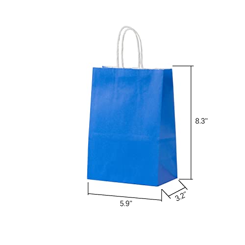 Paper Bags Party Favor Bags Kraft Paper Gift Bags with Handle, Small, 8.3x5.9x3.2 Inches, 16-Pack (Orange, Blue)