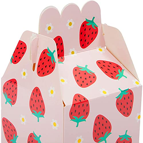 Strawberry Birthday Party Favor Treat Boxes (Pink, 3.5 x 2.75 in, 36 Pack)