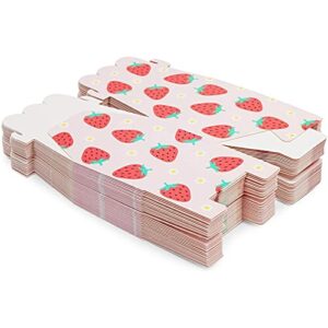 Strawberry Birthday Party Favor Treat Boxes (Pink, 3.5 x 2.75 in, 36 Pack)