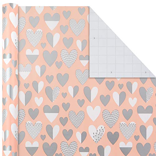 Hallmark All Occasion Wrapping Paper Bundle with Cut Lines on Reverse - Blush, Aqua, Mint, Silver (3-Pack: 105 sq. ft. ttl.) for Birthdays, Mothers Day, Weddings, Easter, Bridal Showers, Baby Showers