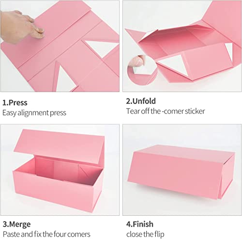 Pink Gift Box 10" x 6" x 3" with Magnetic Closure Lid Gift Box for Presents,Bridesmaid Gifts Box,Cute Box,Birthday Gift box,Luxury for Gift Packaging, Magnetic Gift Box for Wrapping Gifts (Pink)