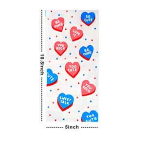 JOYIN 150 Pcs Valentine Gift Bags Long Cellophane Bags with Gift Cards and Twist Ties Valentine Goodies Bags for Valentines Day Party Favors Supplies