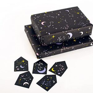 CENTRAL 23 Space Wrapping Paper - 6 Sheets of Gift Wrap - Black and Purple Wrap - Constellations and Galaxy Paper - Stars and Moon - Magic - Birthday Wraps For Girls Boys Women Men - Recyclable