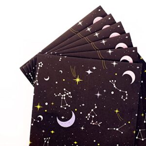 CENTRAL 23 Space Wrapping Paper - 6 Sheets of Gift Wrap - Black and Purple Wrap - Constellations and Galaxy Paper - Stars and Moon - Magic - Birthday Wraps For Girls Boys Women Men - Recyclable