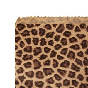 Ikee Design 200 Pcs of 6" X 9" Flat Plain Leopard Prints Paper or Patterned Kraft Bags for Candy, Cookies, Merchandise, Party Favors, Gift Bags, Small Paper Bags