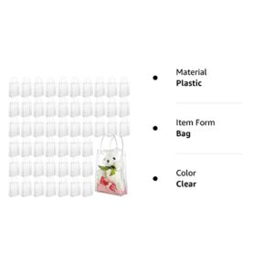 Clear PVC Gift Bags with Handles Reusable Plastic Wrap Tote Bags Transparent Shopping Bags for Christmas Party Favors Weddings Merchandise Retail Small Business, 9 x 6.7 x 2.6 Inches (50 Pieces)