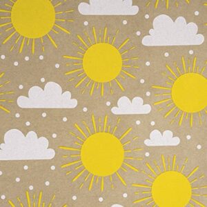 RUSPEPA Kraft Wrapping Paper Roll - Sun and Cloud Design Great for Birthday, Party, Baby Shower - 17 Inches X 32.8 Feet