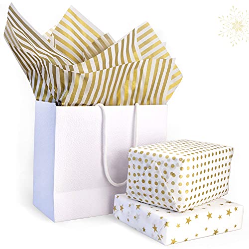 MR FIVE 60 Sheets Gold Tissue Paper Gift Wrap Bulk,20" x 28",Tissue Paper for Gift Bags,DIY and Craft,Wrapping Paper for Graduation,Birthday,Holiday Party Decoration