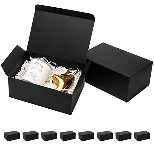 Mcfleet Black Gift Boxes with Lids 9x6x4 Inches 10 Pack Groomsmen Proposal Boxes Cardboard Gift Box for Presents, Craft Boxes for Christmas, Wedding, Graduation, Holiday, Birthday Gift Packaging