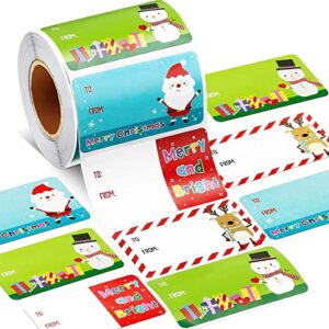 outus 500 pieces christmas tags christmas santa claus stickers self adhesive christmas tag christmas festival birthday wedding holiday decor (classic style, 2.95 x 1.6 inch)