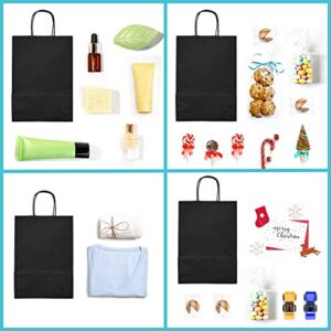 GSSUSA 100Pcs Black Paper Bags, 5.25x3.75x8 Small Gift Bags, Paper Bags with Handles Bulk, Bags for Small Business, Sturdy Kraft Paper Bags, Retail Shopping Bags, Party Favor Bags, Birthday Gift Bags