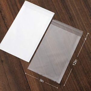 50 pcs Clear 9" x 12" Self Seal Cello Cellophane Bags Resealable Poly Bags 2.8 mils OPP Bag for Packaging Clothing, T Shirts, Party Decorative Gift…