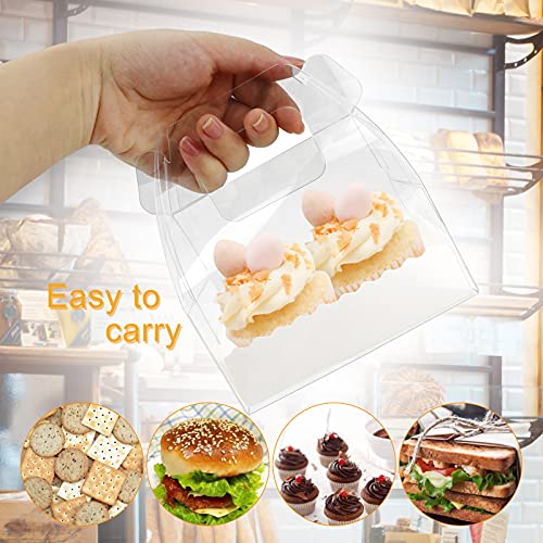 Oomcu 20 Pack Small Clear Gable Bakery Gift Boxes with Cardboard,Candy Treat Gift Box for Party Pastry Treat Dessert Cookies Birthday Holiday Christmas Valentine Birthday Shower(4.75" x 3.15" x 3.75")