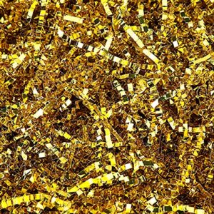 montplisse gold crinkle paper, 1 lb. bag. gold crinkle cut paper shred filler gold for gift box & baskets, wedding & christmas gifts. gold shred for 4 gift boxes.